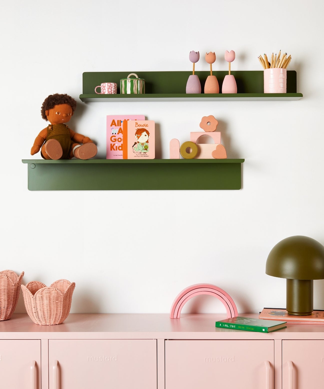 The Ledge in Olive Large • Olive Green Floating Wall Shelf • Mustard ...